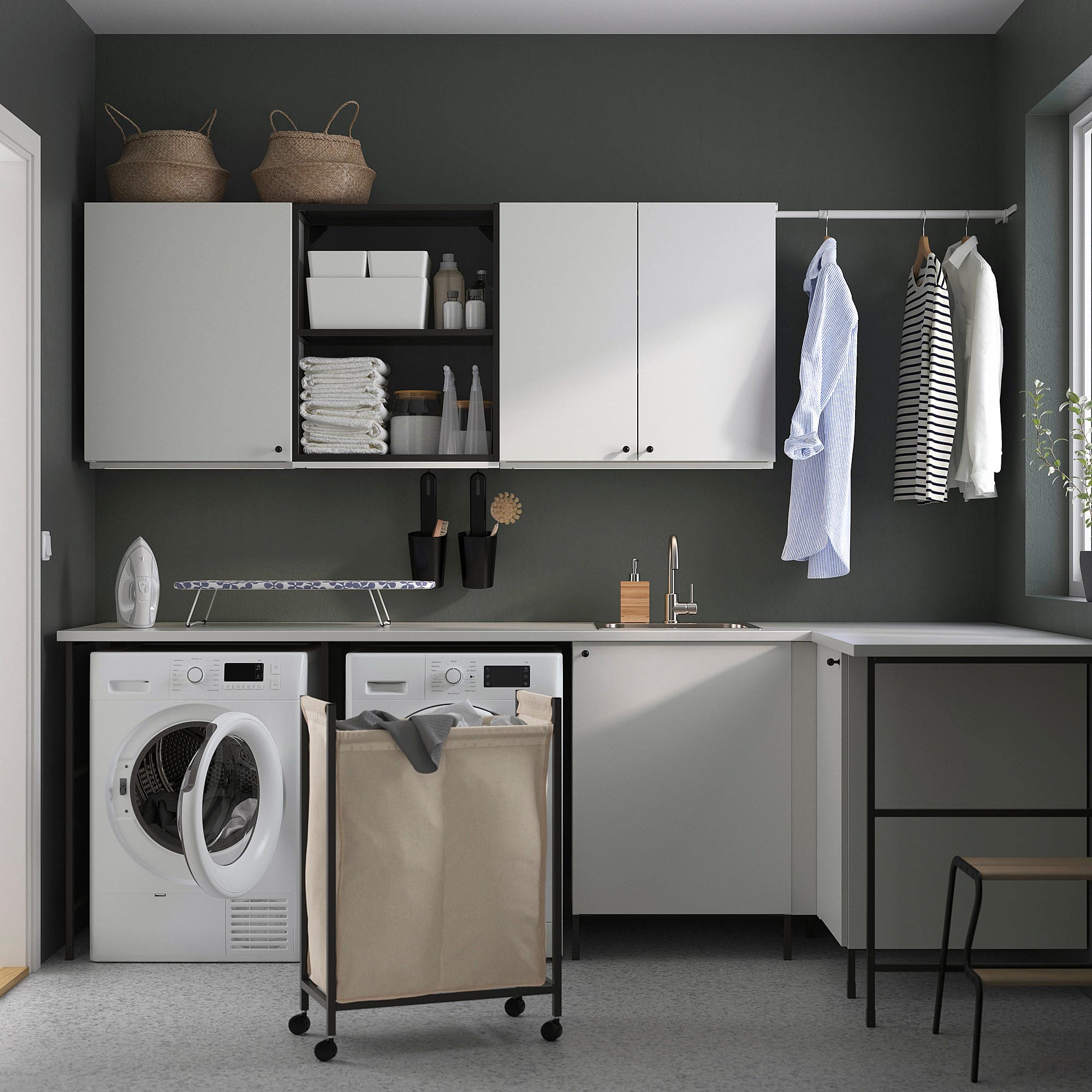 ENHET - laundry, anthracite/white, 269.5x139x63.5 cm | IKEA Taiwan Online