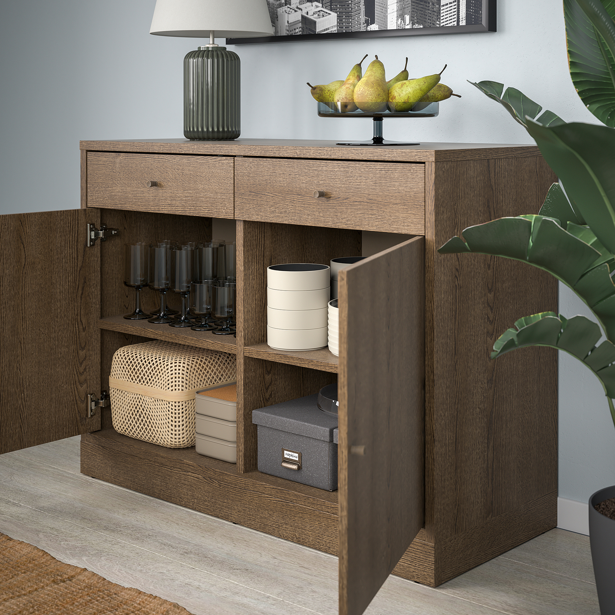 TONSTAD - sideboard, brown stained oak veneer, 121x47x90 cm | IKEA ...