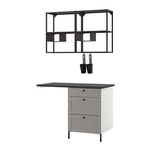 ENHET - storage combination, anthracite/grey frame, 121.5x63.5x222 cm ...