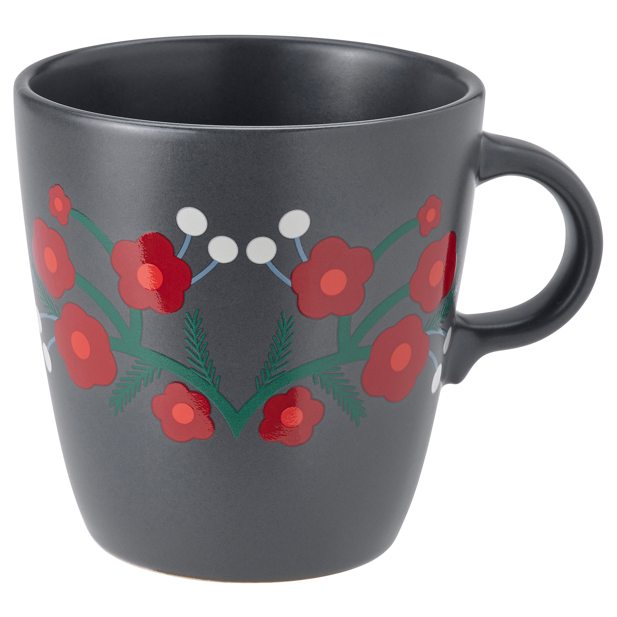 VINTERFINT - mug, flower pattern dark grey, 37 cl | IKEA Taiwan Online