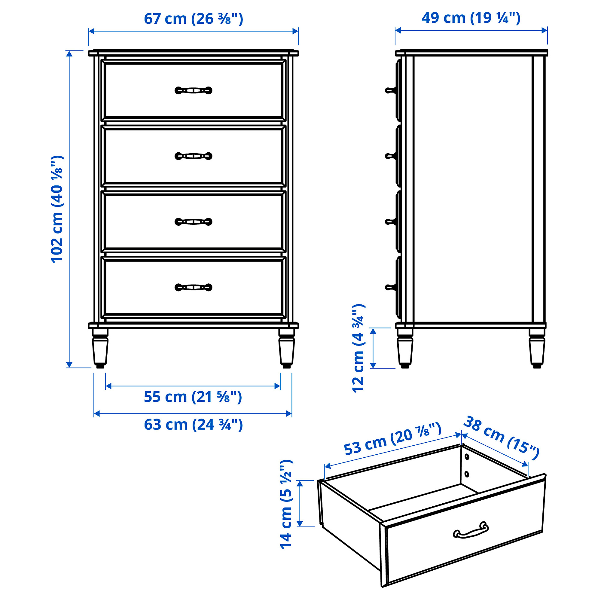 Ikea tyssedal chest of 4 drawers store