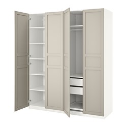 PAX/FLISBERGET - wardrobe, white/Flisberget light beige | IKEA Taiwan ...