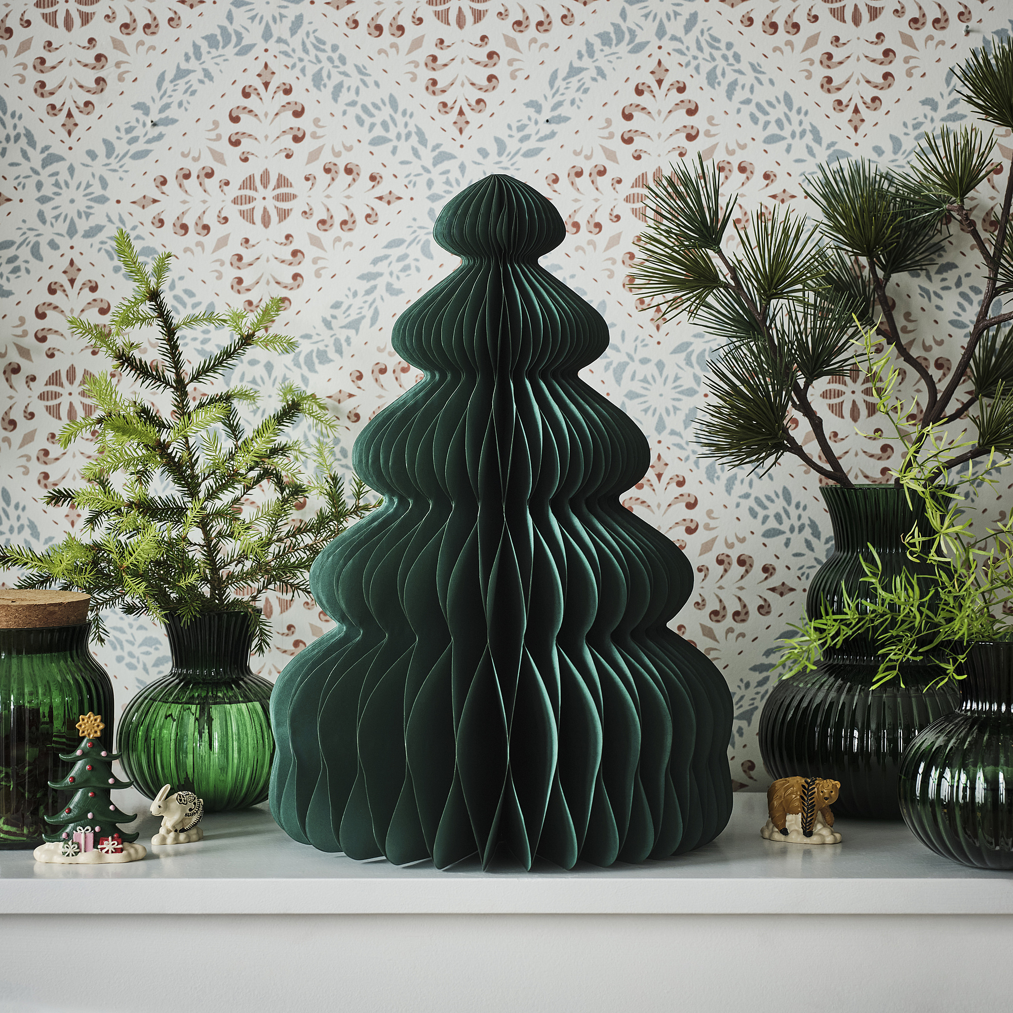 VINTERFINT - decoration, Christmas tree shaped green, 40 cm | IKEA ...