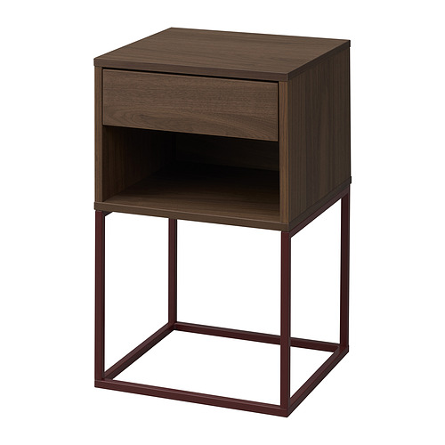 VIKHAMMER - bedside table, walnut veneer, 40x39 cm | IKEA Taiwan Online