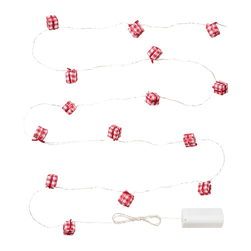 STRÅLA - LED lighting chain with 15 lights, battery-operated/gift box ...