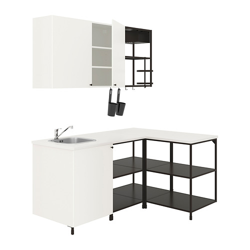 ENHET - corner kitchen, anthracite/white, 216.5 cm | IKEA Taiwan Online