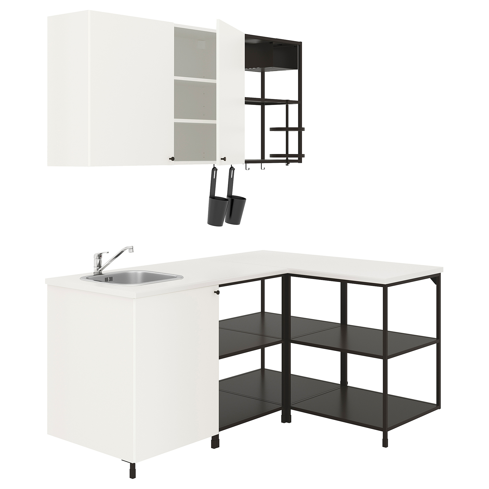 ENHET - corner kitchen, anthracite/white, 216.5 cm | IKEA Taiwan Online