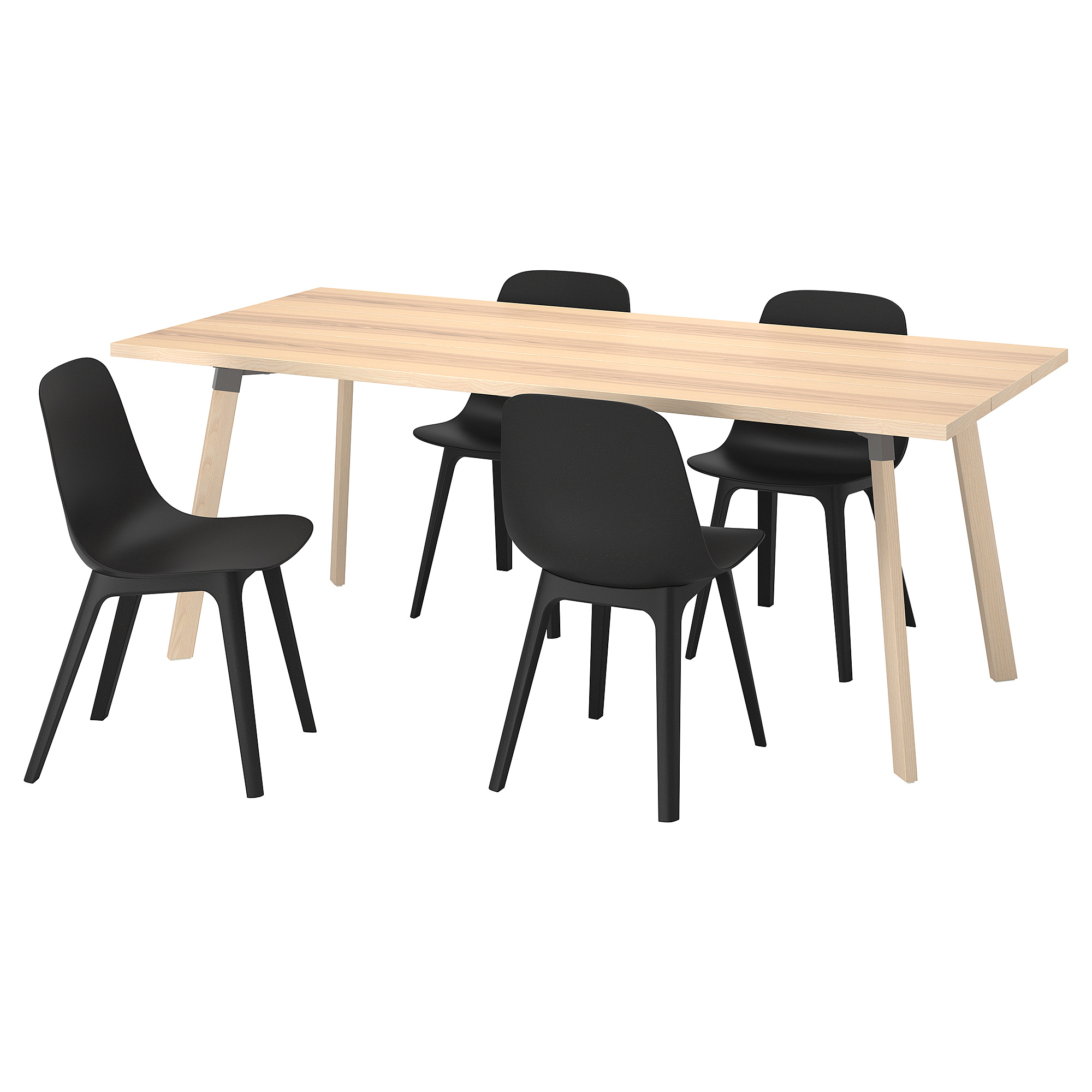 YPPERLIG/ODGER - table and 4 chairs, ash/anthracite, 200x90 cm | IKEA ...